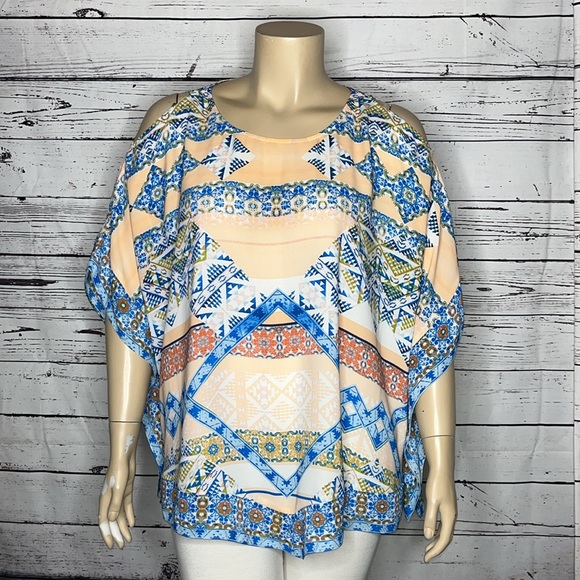 Harper & Liv | Tops | Harper Liv Size 3x Pink Blue Aztec Print Cold ...